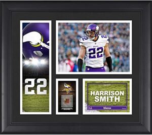 harrison smith minnesota vikings framed 15″ x 17″ player collage with a piece of game-used football – nfl player plaques and collages