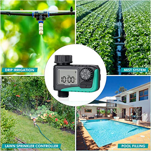 RESTMO Sprinkler Timer, Programmable Water Timer for Garden Hose, Outdoor Faucet, Drip Irrigation and Lawn Watering System, Compact Design | Automatic Digital Control | Manual ON/Off | Rain Delay