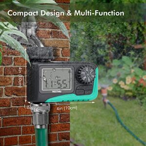 RESTMO Sprinkler Timer, Programmable Water Timer for Garden Hose, Outdoor Faucet, Drip Irrigation and Lawn Watering System, Compact Design | Automatic Digital Control | Manual ON/Off | Rain Delay