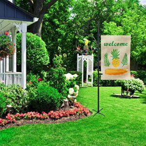 XDW-GIFTS Garden Flag Holder Stand with Shepherd Hook Upgraded Flagole with 2 Spring Stoppers and 1 Clip, Yard Garden Flag Holder for Flags Weather-Proof (Without Solar Lights & Flag)