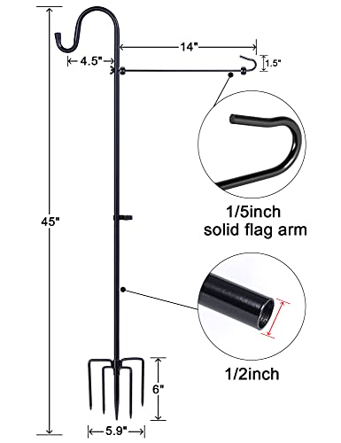 XDW-GIFTS Garden Flag Holder Stand with Shepherd Hook Upgraded Flagole with 2 Spring Stoppers and 1 Clip, Yard Garden Flag Holder for Flags Weather-Proof (Without Solar Lights & Flag)