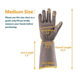 COOLJOB Rose Pruning Garden Gloves for Women Thorn Proof, Heavy Duty Gardening Yard Gloves for Cactus and Ivy, Long Sleeve Puncture Proof for Forearm Elbow Protection, 1 Pair, Orange & Gray, Medium