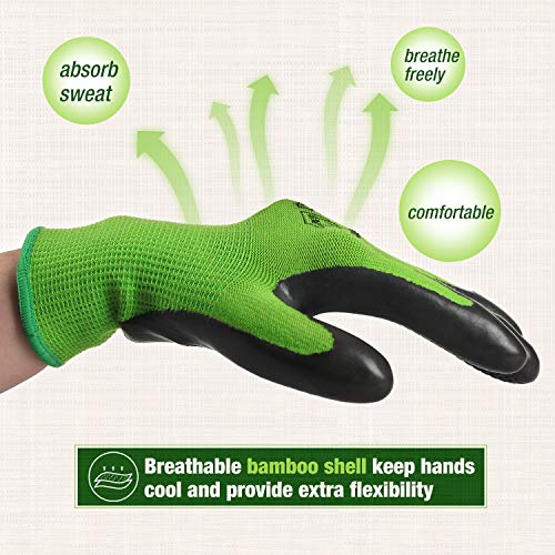 WORKPRO 2 Pairs Garden Gloves, Working Gloves with Eco Latex Palm Coated, Works Gloves with Touchscreen for Weeding, Digging, Raking and Pruning(L)