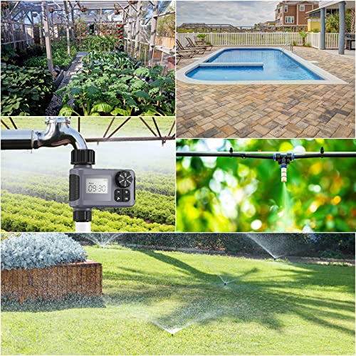 Sprinkler Timer, Garden Hose Faucet Timer Outdoor with Rain Delay/Manual/Child Lock/Automatic Watering System, Programmable Watering Irrigation Timer for Lawn Yard, 1 Outlet