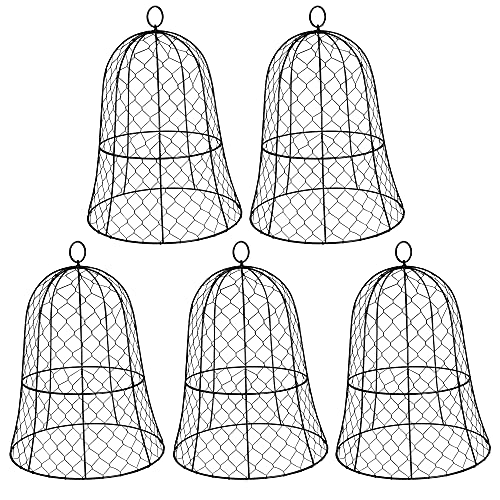 PREMILITY (5 Packs) 13" Diameter x 15.7" Height Garden Chicken Wire Cloche, Plant Protector and Cover, Strong and Not Easy to Deform, No Assembly Required