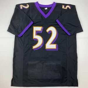 Autographed/Signed Ray Lewis Baltimore Black Stat Football Jersey Beckett BAS COA