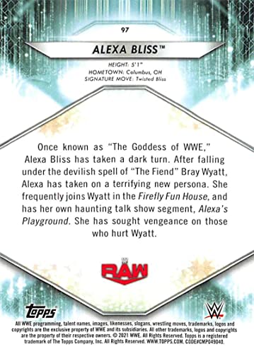 2021 Topps WWE #97 Alexa Bliss Official World Wrestling Entetainment Trading Card in Raw (NM or Better) Condition