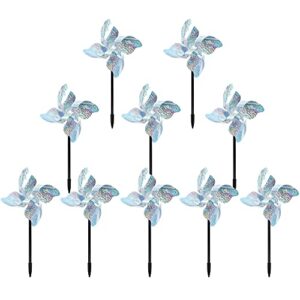 10 pack bird scare pinwheels devices, bird reflective pinwheels woodpecker bird deterrent pinwheel, bird repellent bird reflector spinner blinder devices outdoor keep birds away