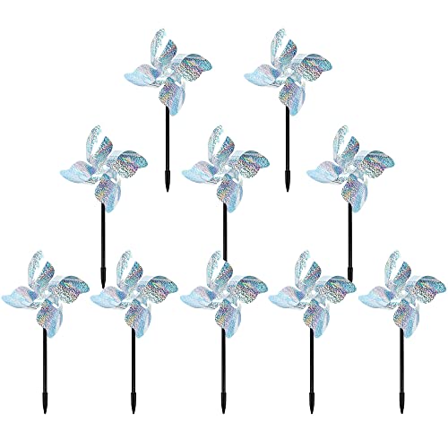 10 Pack Bird Scare Pinwheels Devices, Bird Reflective Pinwheels Woodpecker Bird Deterrent Pinwheel, Bird Repellent Bird Reflector Spinner Blinder Devices Outdoor Keep Birds Away