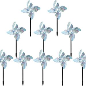 10 Pack Bird Scare Pinwheels Devices, Bird Reflective Pinwheels Woodpecker Bird Deterrent Pinwheel, Bird Repellent Bird Reflector Spinner Blinder Devices Outdoor Keep Birds Away