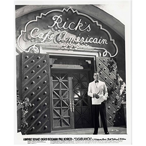 Casablanca 8 inch x 10 inch Photo Humphrey Bogart Standing Outside of Rick's Cafe Americain kn