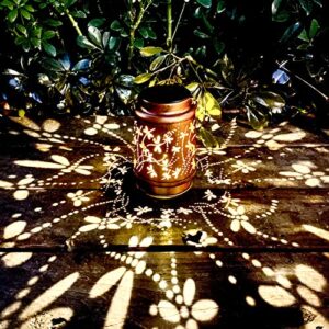 solar lantern lights outdoor hanging, metal decor lanterns-waterproof led decorative light for garden, patio, yard tree (dragonfly)