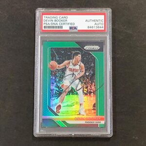 2018-19 panini prizm green #11 devin booker auto signed card psa/dna slabbed sun – basketball slabbed rookie cards