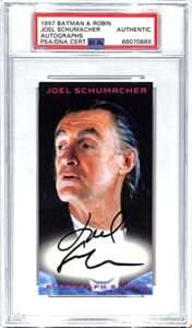 joel schumacher signed 1997 skybox batman & robin director card psa/dna slab