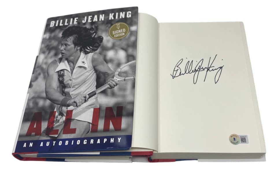 Billie Jean King Signed All In Hardcover 1st Edition Book Tennis Beckett COA