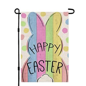 crowned beauty happy easter bunny garden flag 12×18 inch double sided rabbit tail outside vertical holiday yard flag