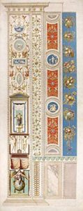 decorative pilaster with fruit, flowers, and tendrils