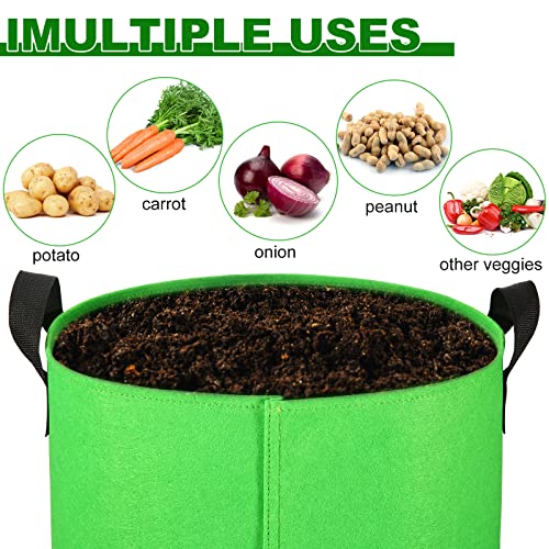 OPPOLIFE 6-Pack 10 Gallon Potato Grow Bags with Two Flap Windows, Heavy Duty Aeration Fabric Pots with Handles for Garden and Planting