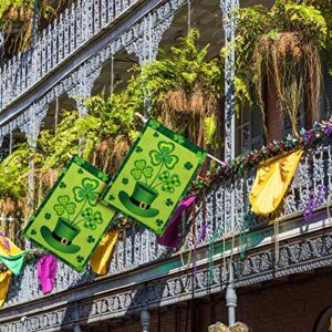 Tatuo Happy St. Patrick's Day Garden Flag Double Sided Holiday Yard Flag Shamrocks Green Hat Decorative Garden Flag Burlap Yard Winter Flag for Garden and Home Decorations (12.5 x 18 Inch)