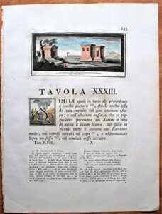 antique copperplate engravings: tavola xxiii with tailpiece on reverse