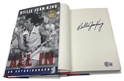 Billie Jean King Signed All In Hardcover 1st Edition Book Tennis Beckett COA