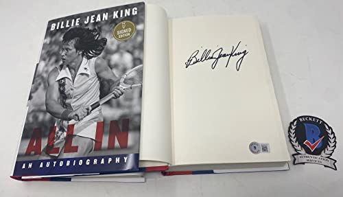 Billie Jean King Signed All In Hardcover 1st Edition Book Tennis Beckett COA