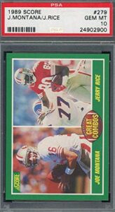 joe montana/jerry rice 1989 score football card #279 graded psa 10 gem mint