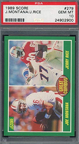 Joe Montana/Jerry Rice 1989 Score Football Card #279 Graded PSA 10 GEM MINT