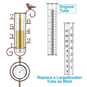 APSOONSELL Rain Gauge Large Number, 32" Copper Rain Gauges Outdoor, 7" Capacity Rain Gauge with Metal Stake for Garden Yard Lawn Decoration