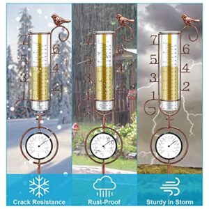 APSOONSELL Rain Gauge Large Number, 32" Copper Rain Gauges Outdoor, 7" Capacity Rain Gauge with Metal Stake for Garden Yard Lawn Decoration