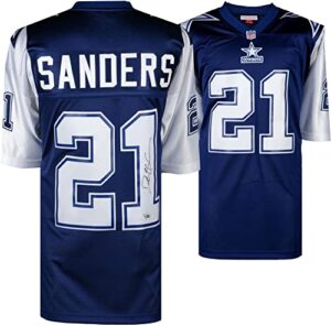 deion sanders dallas cowboys autographed mitchell & ness navy 1995 throwback authentic jersey – autographed nfl jerseys