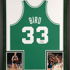 Larry Bird Boston Celtics SM Deluxe Framed Autographed Green Mitchell & Ness Authentic Jersey - Autographed NBA Jerseys