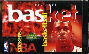 1997/98 upper deck basketball massive sticker box with 100 factory sealed foil packs ! includes 600 mint condition vintage basketball stickers including michael jordan,kobe bryant,shaq and many more!