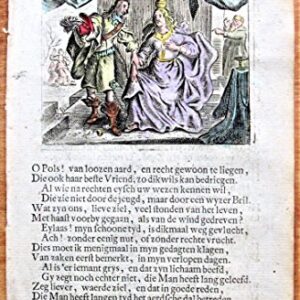 Antique Copperplate Miniature Engraving: BL133 from Ouderdom, Buyten Leven, en Hof Gedachten