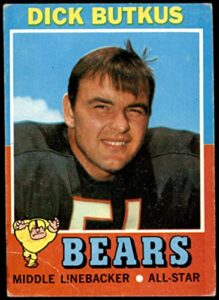 1971 topps # 25 dick butkus chicago bears (football card) fair bears illinois