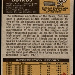 1971 Topps # 25 Dick Butkus Chicago Bears (Football Card) FAIR Bears Illinois