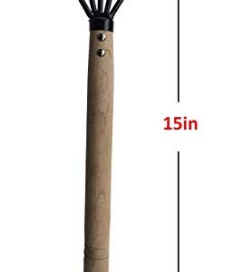 Garden Guru Hand Rake Cultivator Claw Soil Tiller - Military Grade Steel - Rust Resistant - 5 Tine Japanese Ninja Claw - Comfortable Wood Handle - Perfect Pulverized and Aerated Soil