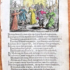 Antique Copperplate Miniature Engraving: BL59 from Ouderdom, Buyten Leven, en Hof Gedachten