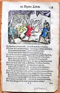 antique copperplate miniature engraving: bl9 from ouderdom, buyten leven, en hof gedachten