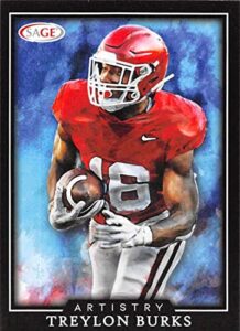 2022 sage hit draft low series artistry black #art-tb treylon burks arkansas razorbacks prospect football trading card in raw (nm or better) condition