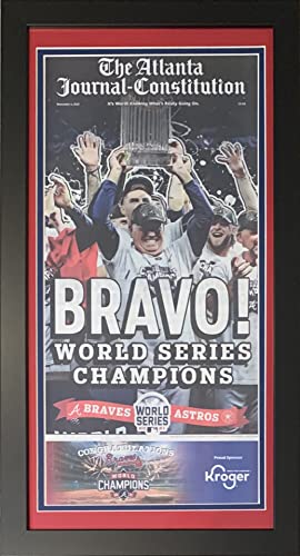 Atlanta Journal Constitution 2021 World Series Braves Baseball Original 14x26 Framed Newspaper BRAVO Get The AUTHENTIC VERSION