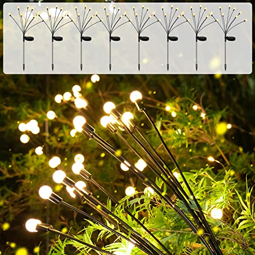 mopha Solar Garden Lights, 8 Pack Swaying Solar Lights Outdoor Waterproof, Solar Firefly Lights Decorative with High Flexibility Iron Wire & Heavy Bulb Base, for Outdoor, Patio, Yard & Garden Decor