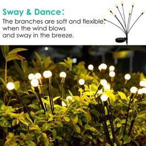 mopha Solar Garden Lights, 8 Pack Swaying Solar Lights Outdoor Waterproof, Solar Firefly Lights Decorative with High Flexibility Iron Wire & Heavy Bulb Base, for Outdoor, Patio, Yard & Garden Decor