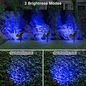 T-SUN Blue Solar Spotlights, 4 LED Solar Landscape Spot Lights Outdoor Waterproof, Adjustable Auto ON/Off Solar Wall Lights Garden Pond Lights for Trees, Patio, Yard, Driveway, Pool Area(Blue-4 Pack)