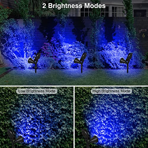 T-SUN Blue Solar Spotlights, 4 LED Solar Landscape Spot Lights Outdoor Waterproof, Adjustable Auto ON/Off Solar Wall Lights Garden Pond Lights for Trees, Patio, Yard, Driveway, Pool Area(Blue-4 Pack)