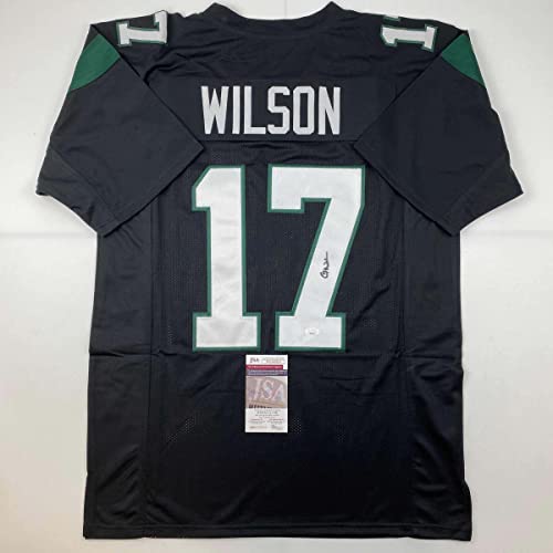 Autographed/Signed Garrett Wilson New York Black Football Jersey JSA COA