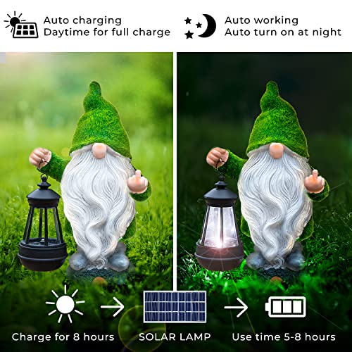 Redwix Garden Gnomes 11.8x7.9 - Gnomes with Solar Lantern - Gnomes Decoration for Home - Spring Gnomes - Middle Finger Gnome - Garden Gnomes Outdoor Funny for Patio and Farmhouse Decor