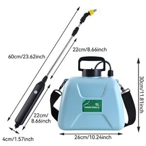 1.35 Gallon/5L Battery Powered Sprayer with 160ml High-Pressure Continuous Garden Sprayer, Electric Sprayer with USB Rechargeable Handle, 2 Mist Nozzles and Adjustable Shoulder Strap(Blue