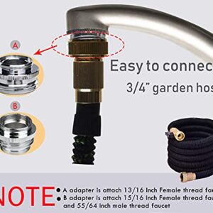 WHK Faucet to Hose Adapter,Multi-Thread Garden Hose Adapter,Kitchen Sink Faucet Adpater to Garden Hose,Brass Bathroom Aerator Adapter for Male to Male and Female to Male,Chrome,2-Pack (AxB)