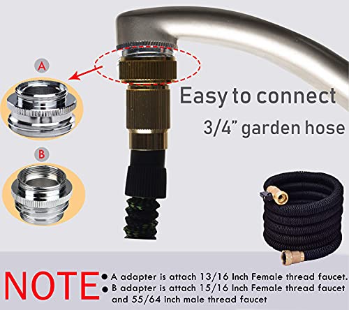 WHK Faucet to Hose Adapter,Multi-Thread Garden Hose Adapter,Kitchen Sink Faucet Adpater to Garden Hose,Brass Bathroom Aerator Adapter for Male to Male and Female to Male,Chrome,2-Pack (AxB)